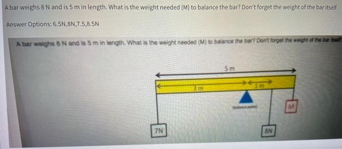 Solved The answer is 8.5 N but I am struggling to understand | Chegg.com