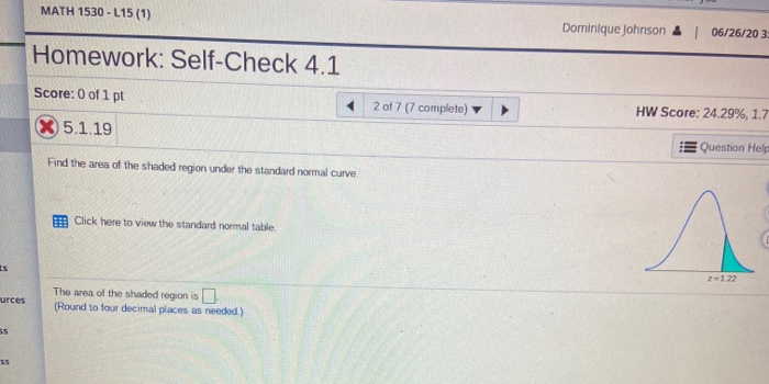 Solved MATH 1530 - L15 (1) Dominique Johnson | 06/26/203 | Chegg.com