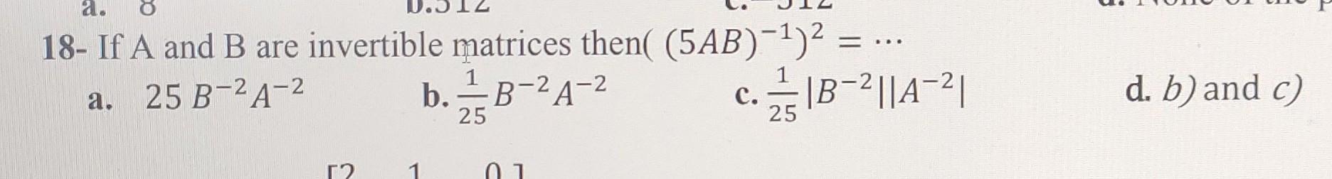 Solved 18- If A and B are invertible matrices then | Chegg.com