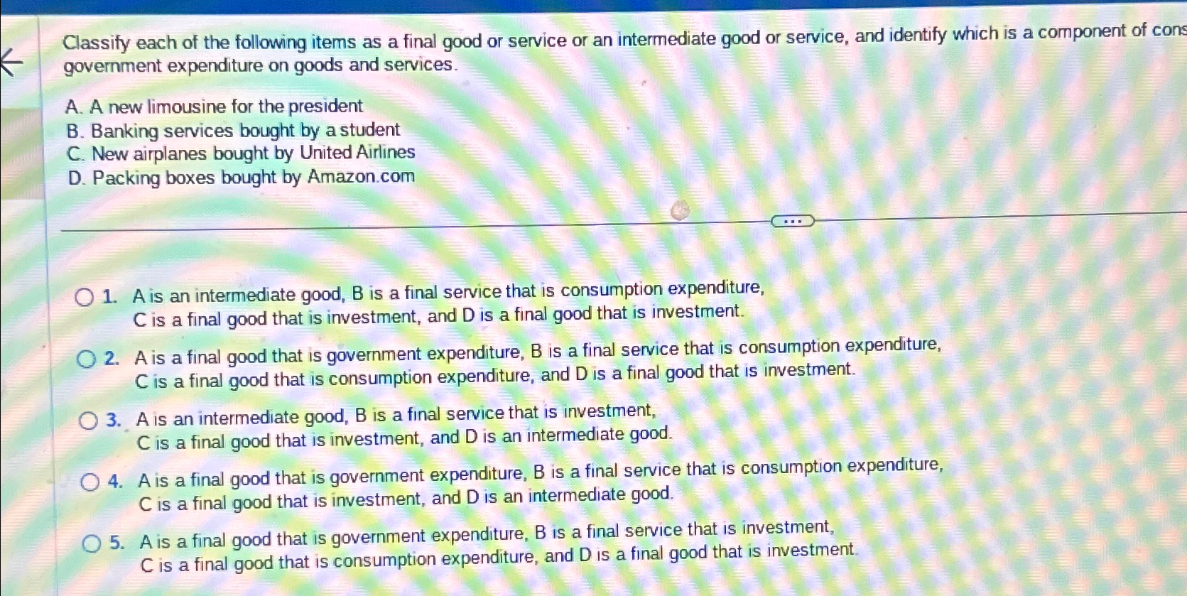 Solved Classify each of the following items as a final good | Chegg.com