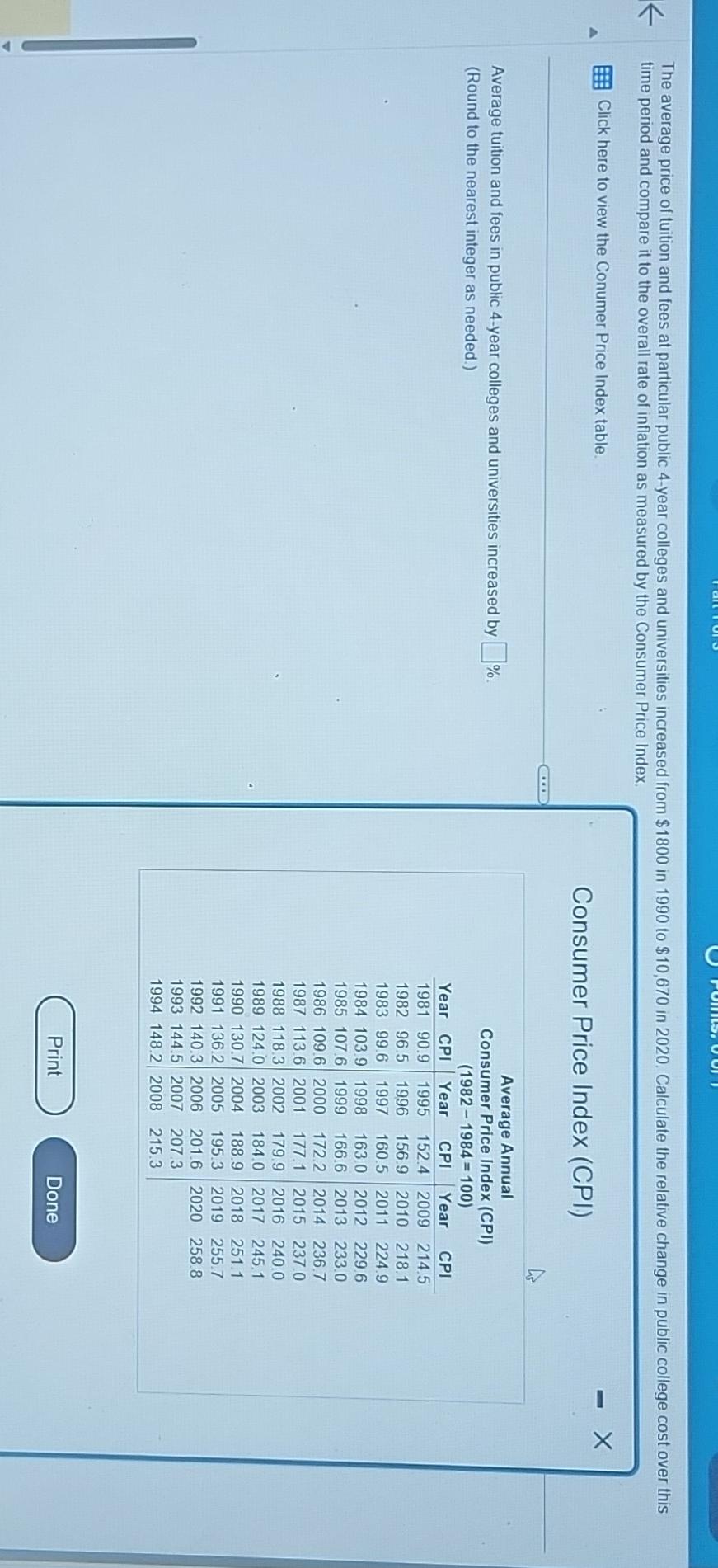 Solved Click here to view the Conumer Price Index table. | Chegg.com