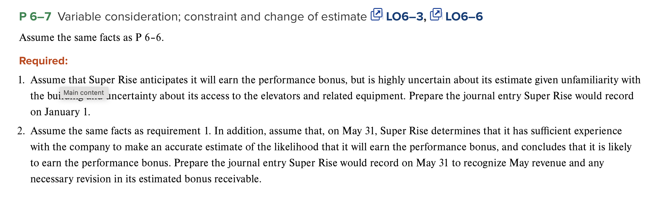 Solved P 6-7 ﻿Variable consideration; constraint and change | Chegg.com