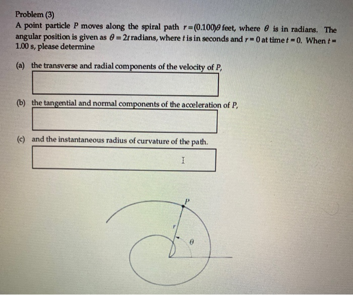 Solved Problem (3) A point particle P moves along the spiral | Chegg.com