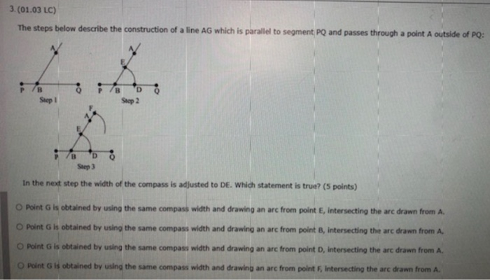Solved 3.(01.03 LC) The steps below describe the | Chegg.com