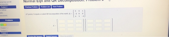Solved Normal Eqn and UR DecompUSILIUI. FIUDI Problem | Chegg.com