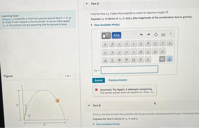 Solved Learning Goal: Find the time tH it takes the | Chegg.com