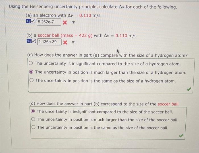 Solved the Heisenberg uncertainty principle, calculate Δx | Chegg.com