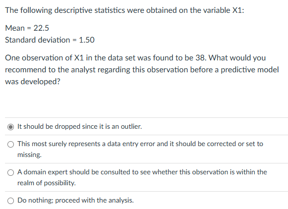 Solved The following descriptive statistics were obtained on | Chegg.com