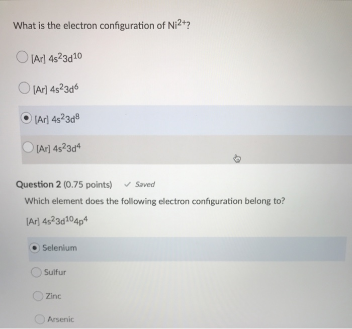 Solved What is the electron configuration of Ni2+? O [Ar] | Chegg.com