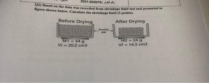 Solved Q2) Based on the data was recorded from shrinkage | Chegg.com