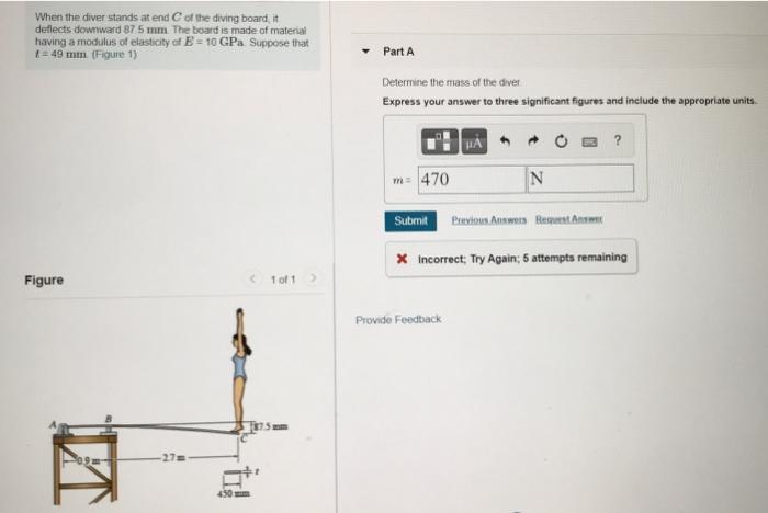 Solved When the diver stands at end of the diving board, it | Chegg.com