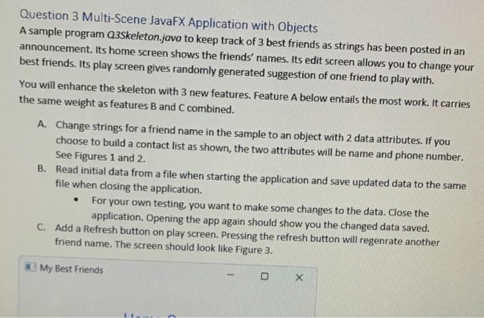 Solved Question 3 Multi-Scene JavaFX Application with | Chegg.com