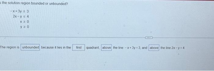 the solution region bounded or unbounded? | Chegg.com