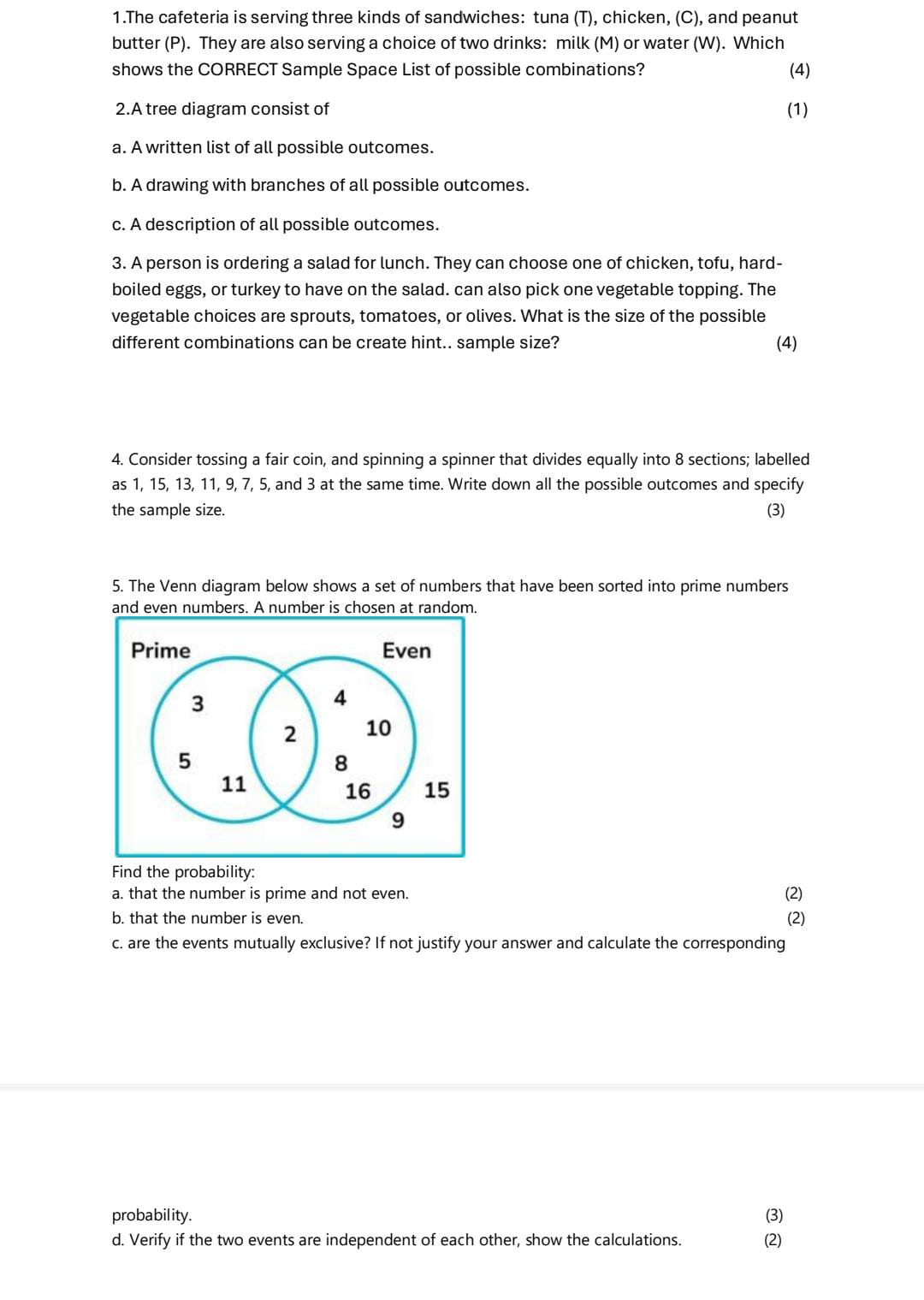 Solved Thoroughly work out all the probability questions in | Chegg.com