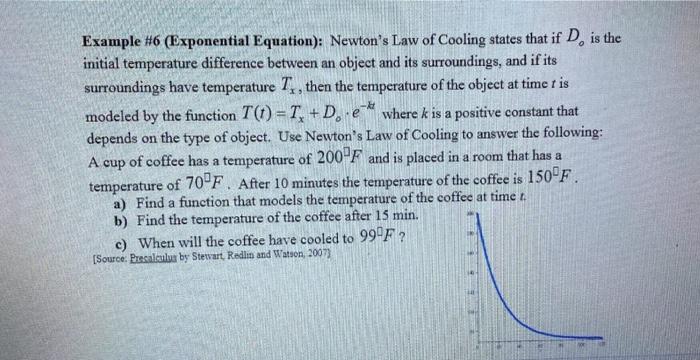 Solved Example \#6 (Exponential Equation): Newton's Law of | Chegg.com