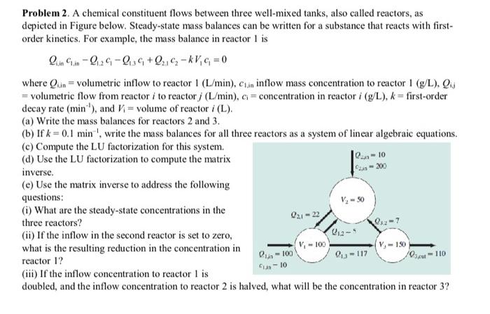 Solved Problem 2. A chemical constituent flows between three | Chegg.com