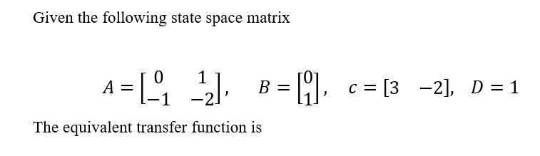Solved Given the following state space | Chegg.com