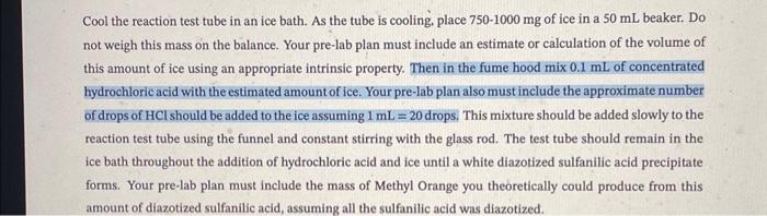 Solved Cool the reaction test tube in an ice bath. As the | Chegg.com