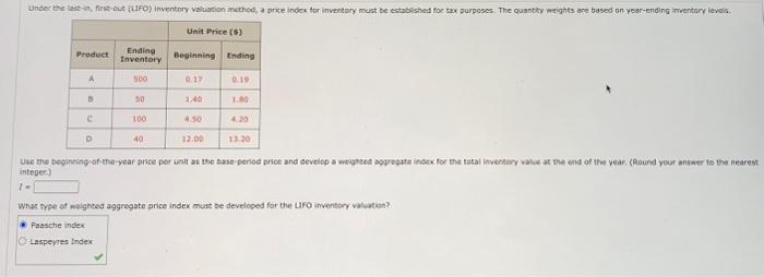 Solved integer.) l= What type of nulighted aggregate price | Chegg.com