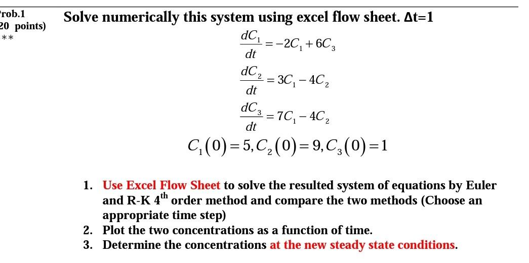 rob.1 20 points) ** =- Solve numerically this system | Chegg.com