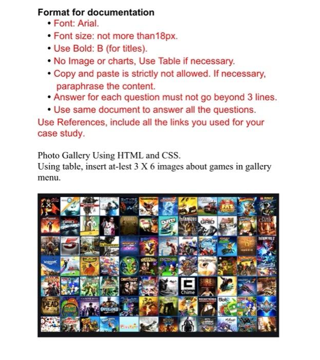 Solved Format for documentation • Font: Arial. • Font size: | Chegg.com