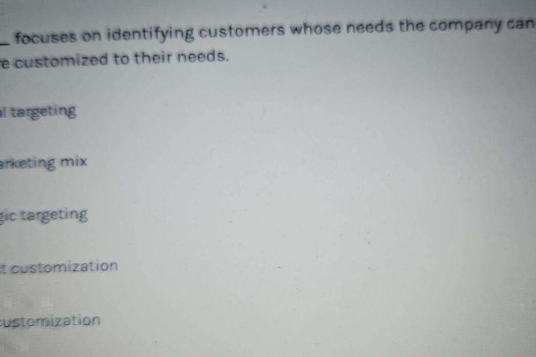 Solved focuses on identifying customers whose needs the | Chegg.com