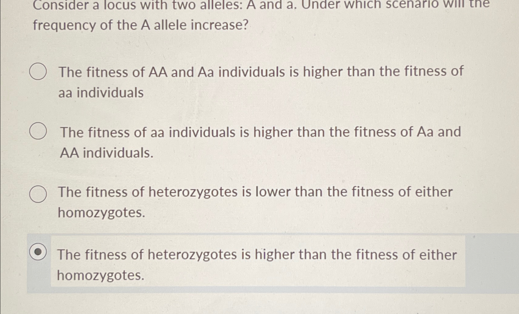 Solved Consider a locus with two alleles: A and a. ﻿Under | Chegg.com