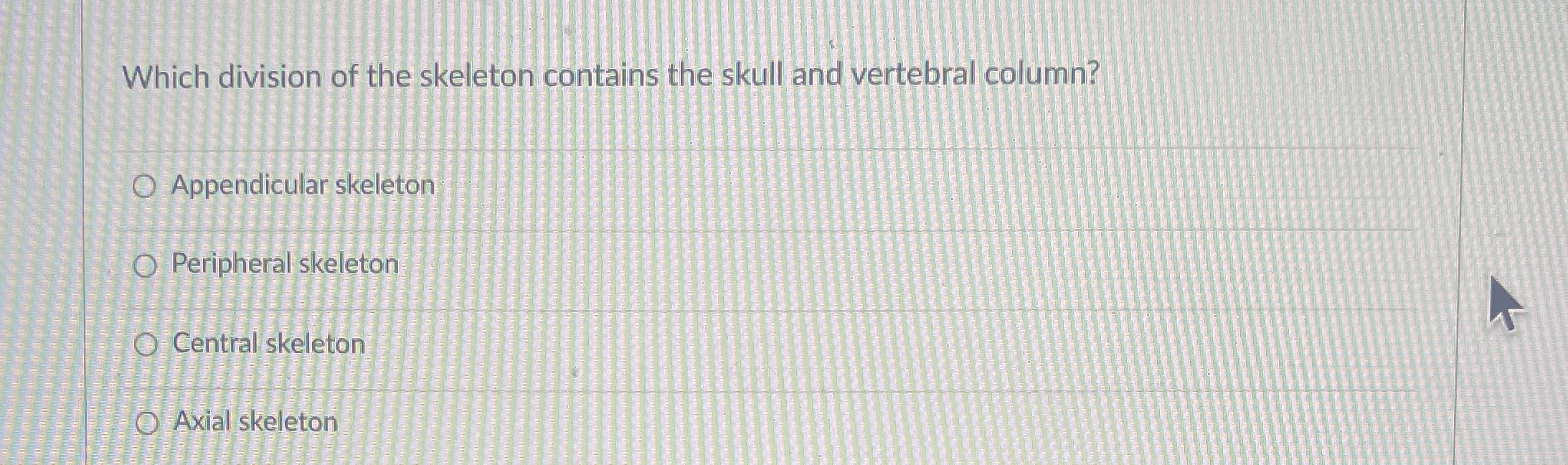 Solved Which division of the skeleton contains the skull and | Chegg.com