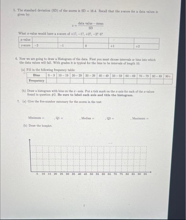 Solved Data Analysis: Grades in a Class The grades for Test | Chegg.com