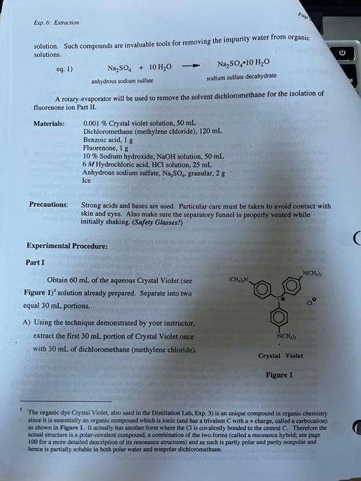 Solved Experiment 6 Sumnoer 12 Extraction Introduction: | Chegg.com