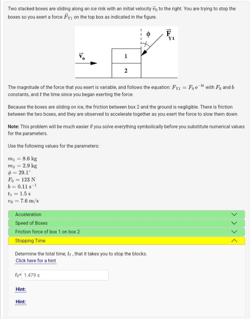 Two stacked boxes are sliding along an ice rink with | Chegg.com