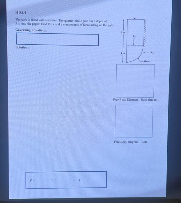 Solved H03.4 The tank is filled with seawater. The | Chegg.com