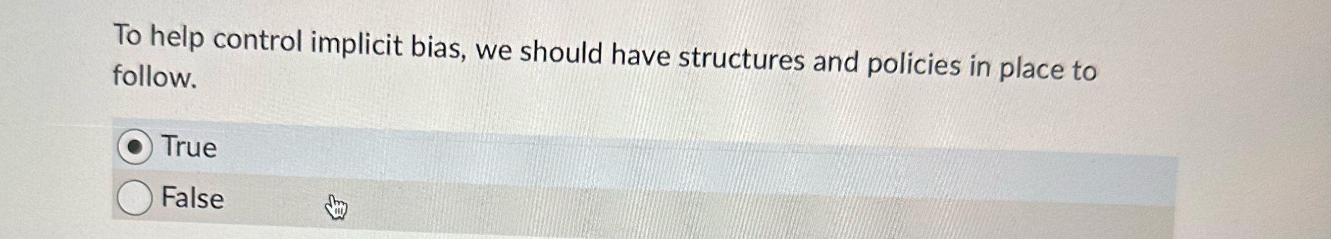 Solved To help control implicit bias, we should have | Chegg.com