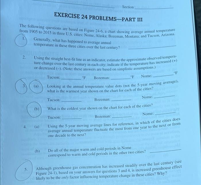 Solved Section EXERCISE 24 PROBLEMS-PART III The following | Chegg.com