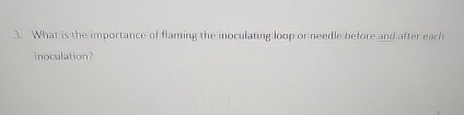 Solved What is the importance of flaming the inoculating | Chegg.com