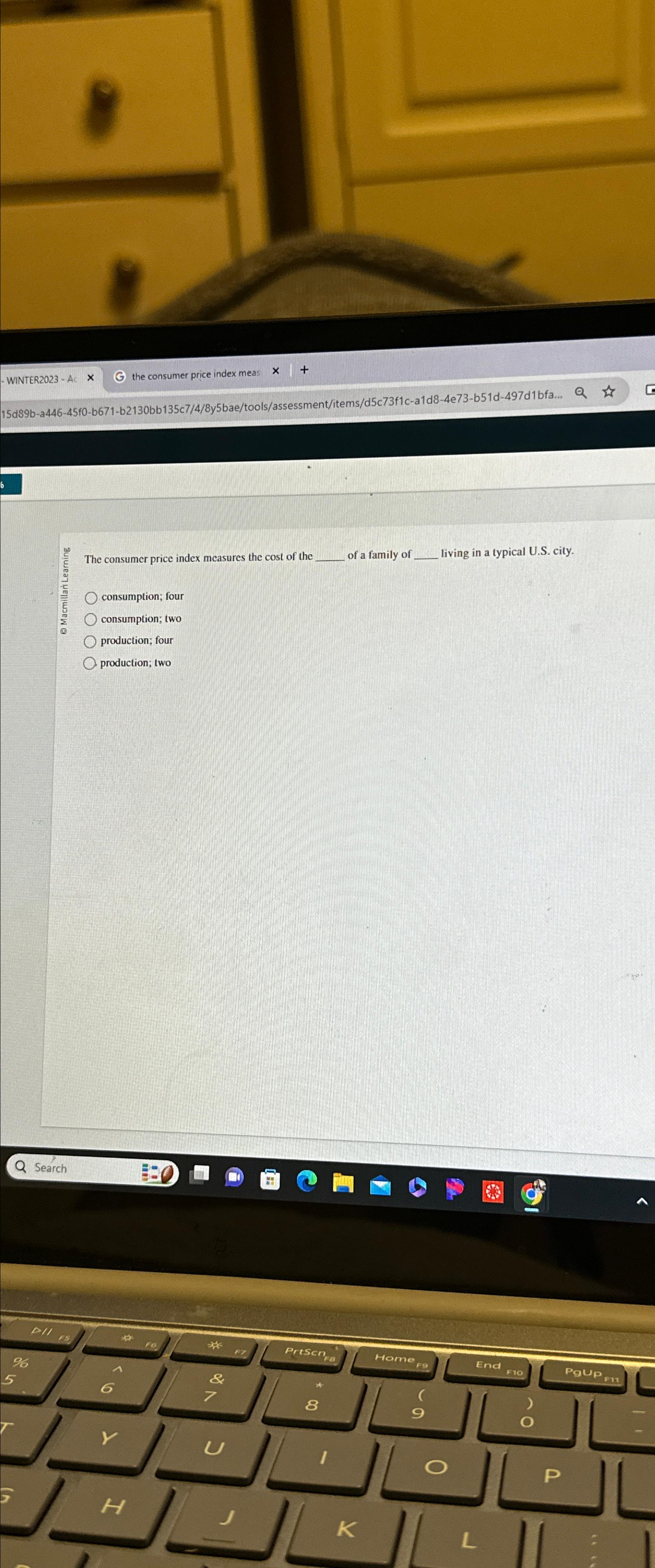 Solved The consumer price index measures the cost of the of | Chegg.com