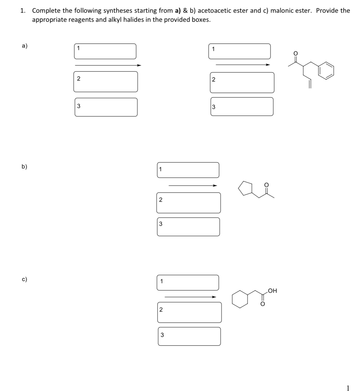 Solved Complete the following syntheses starting from a) ﻿& | Chegg.com
