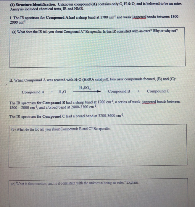 Solved () Structure Identification. Unknown compound (A) | Chegg.com