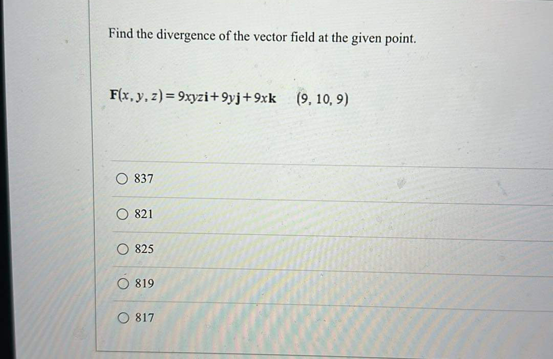 Solved Find the divergence of the vector field at the given | Chegg.com