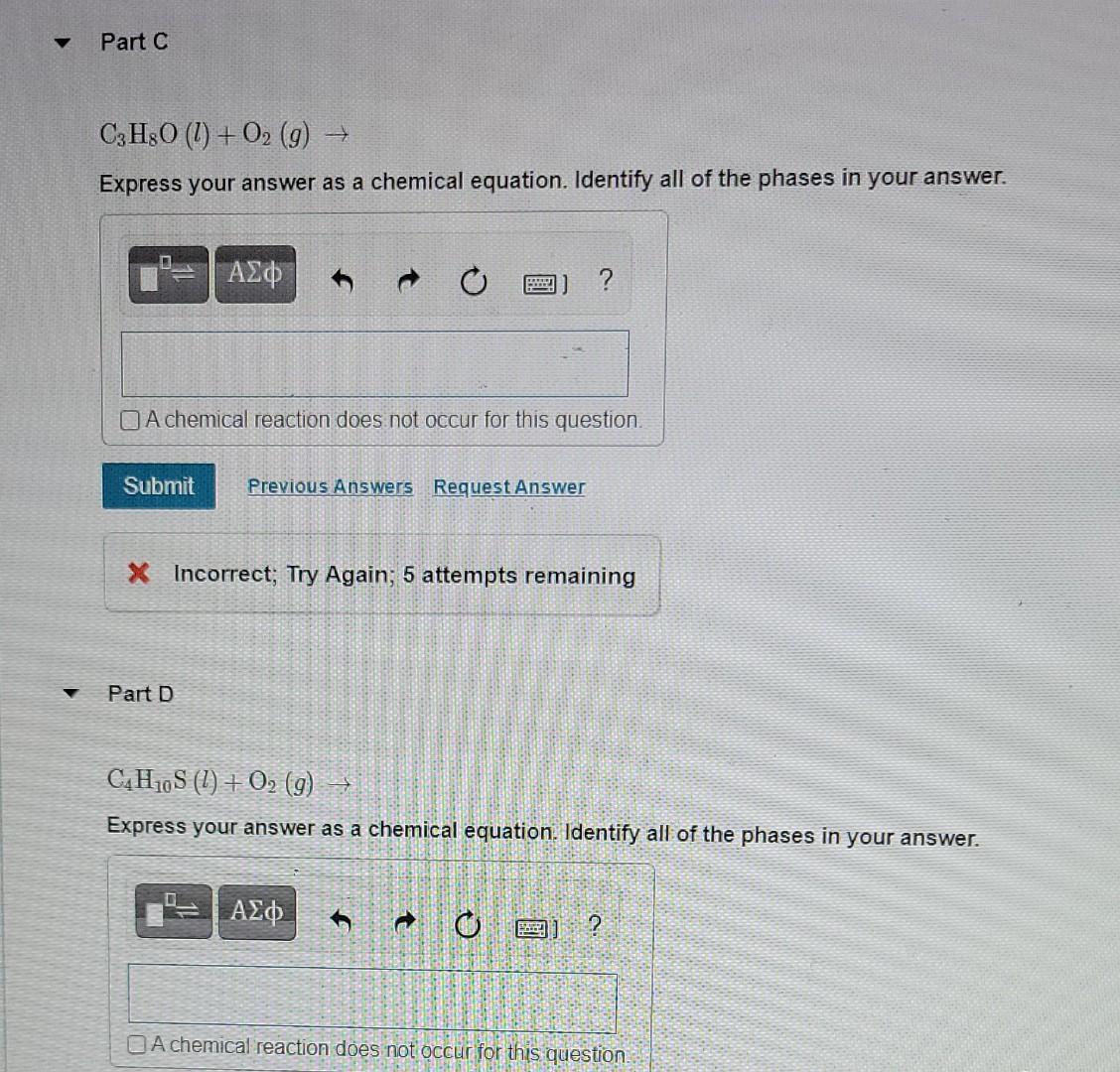 Solved C2H6 (9) + O2 (g) – Express your answer as a chemical | Chegg.com