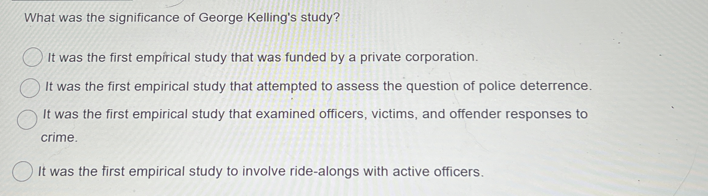 Solved What was the significance of George Kelling's | Chegg.com