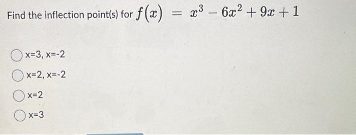 Solved Find the inflection point(s) for f(x)=x3−6x2+9x+1 | Chegg.com
