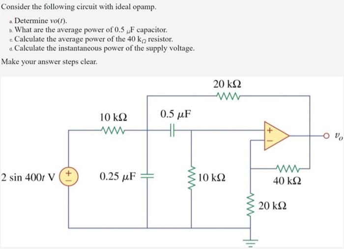 Solved Consider the following circuit with ideal opamp. a. | Chegg.com