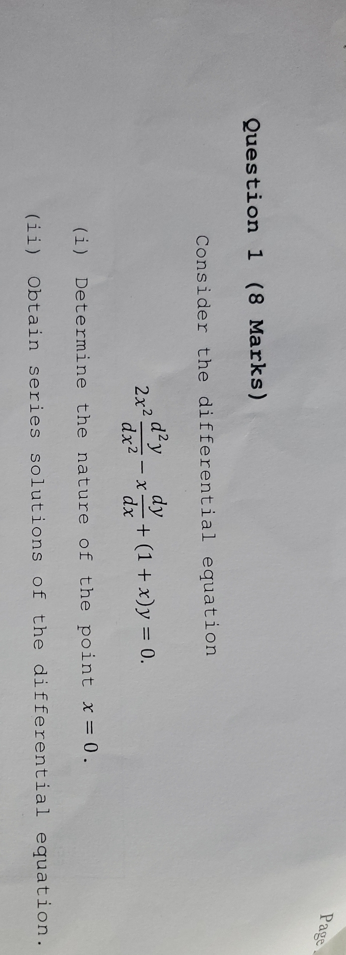 Solved Question 1 ( 8 ﻿Marks)Consider the differential | Chegg.com