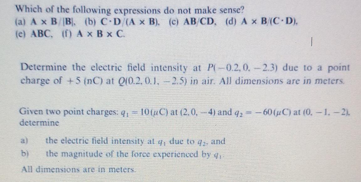 Solved Which of the following expressions do not make sense? | Chegg.com