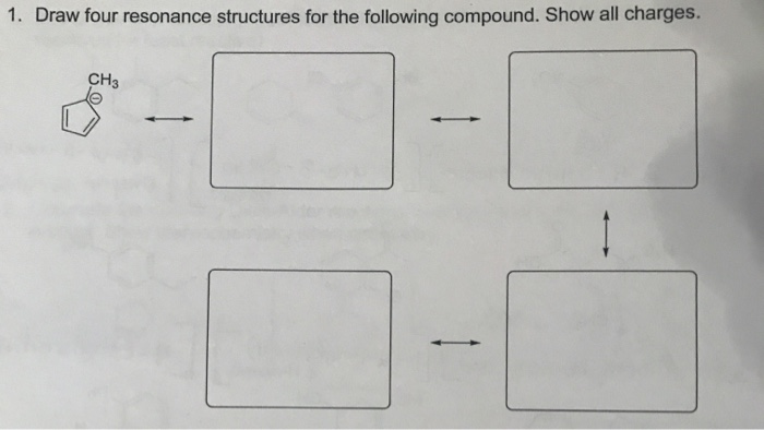 Solved 1. Draw four resonance structures for the following | Chegg.com