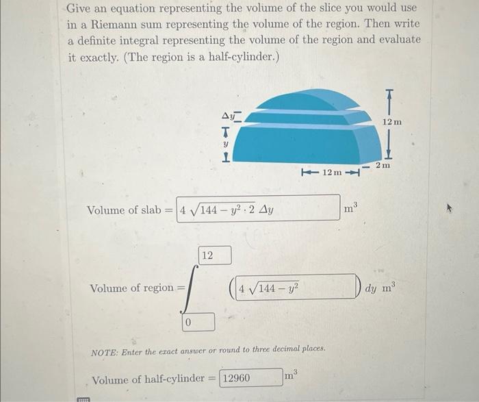 Solved Give an equation representing the volume of the slice | Chegg.com