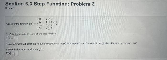 Solved Section 6 3 Step Function Problem 3 1 Point 0