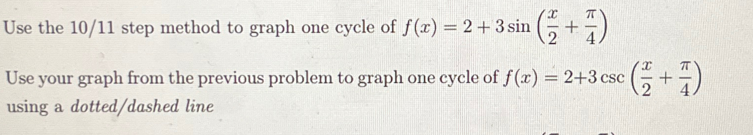 Use The 1011 ﻿step Method To Graph One Cycle Of 