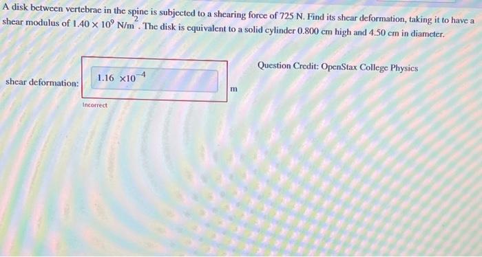 Solved A disk between vertebrae in the spine is subjected to | Chegg.com